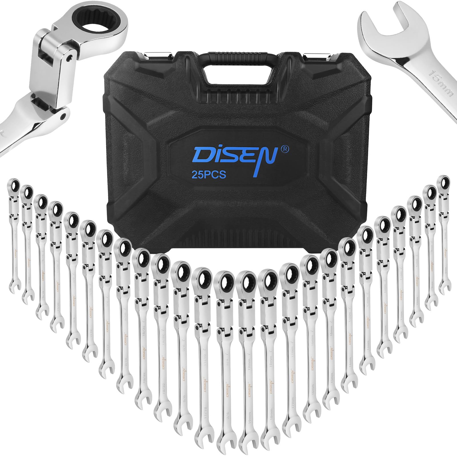 Snapklik.com : DISEN Ratcheting Wrench Set 25 Pcs, Long Flex-Head ...