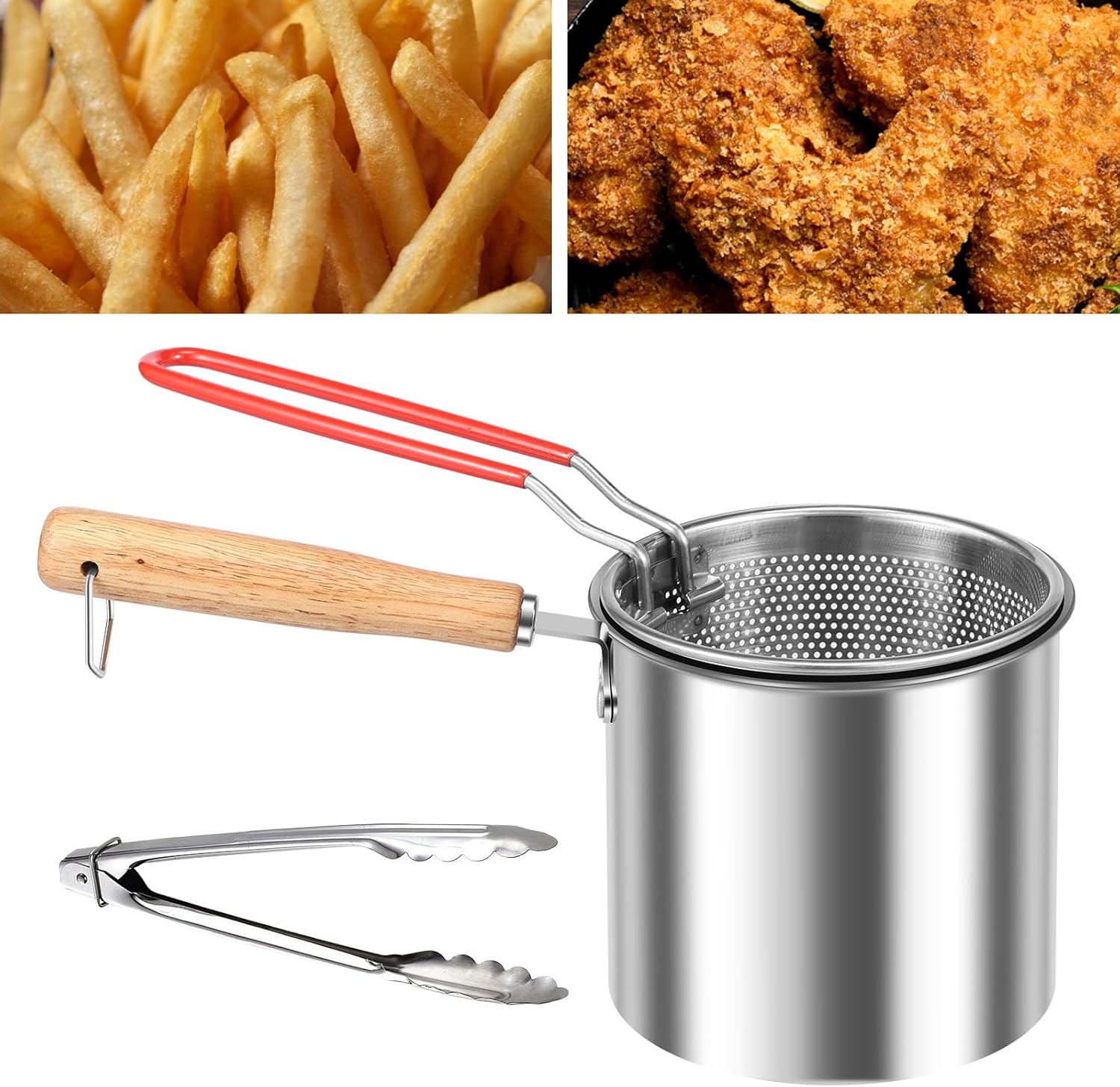 Amazon.com: Deep Fryer Pot with Strainer Basket,Stainless Steel Deep ...