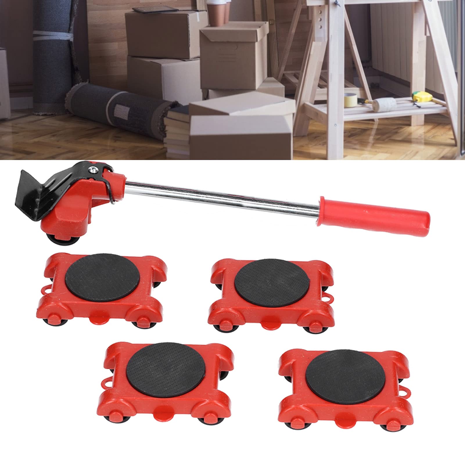 Heavy Duty Furniture Lifter with 4 Roller Sliders Adjustable Height ...