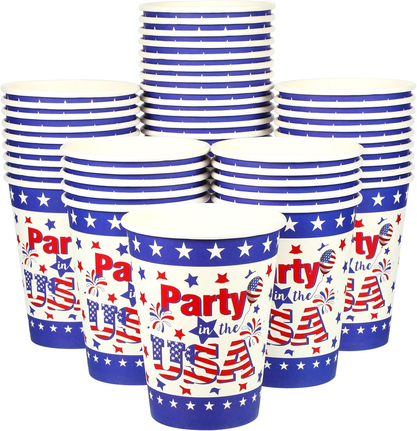 Amazon.com: Meanplan 50 Pieces Patriotic Paper Cups 4th of July Party ...