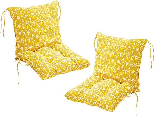 Yahbrra Set of 2 Chair Cushions with Back Cushion with Straps for Low ...