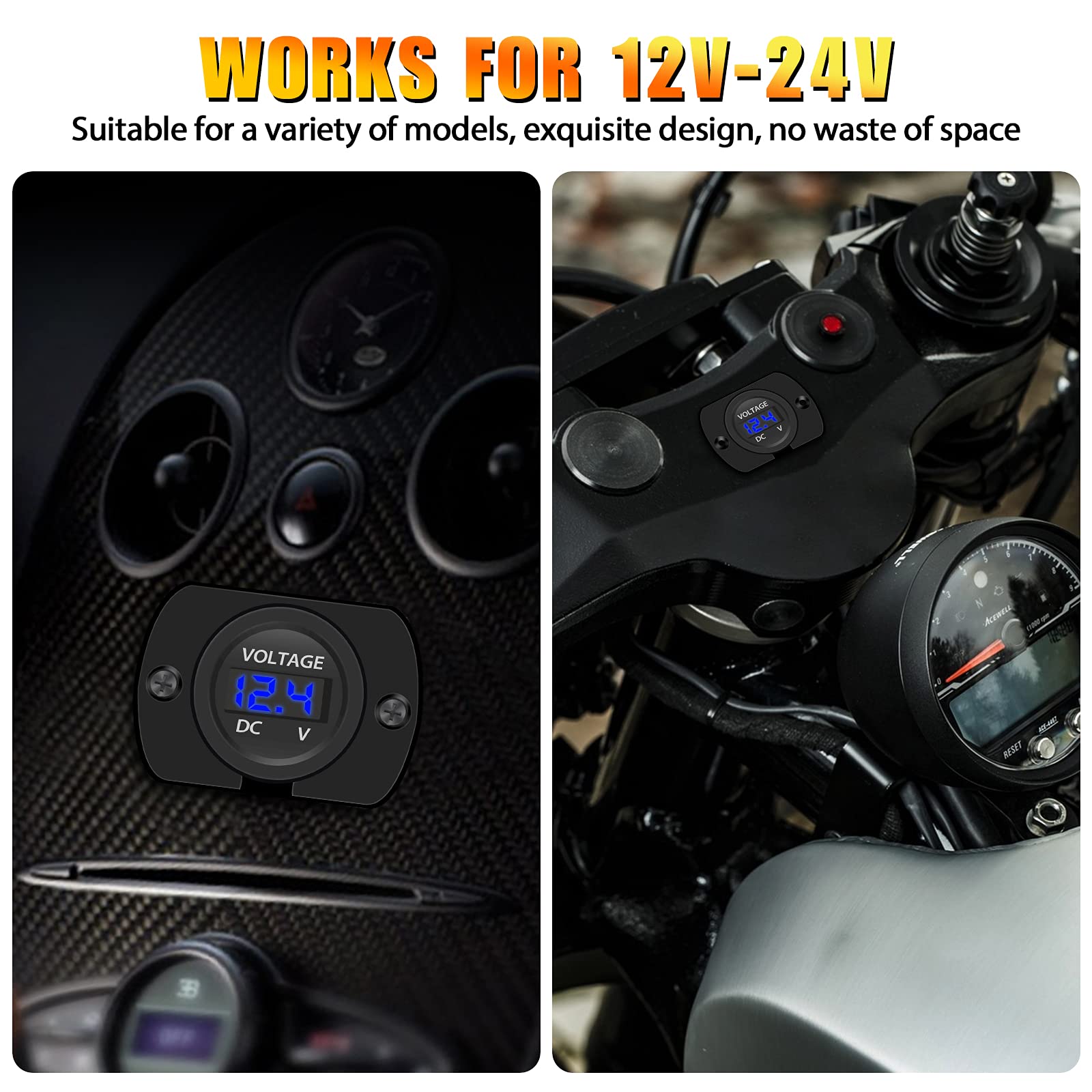 Snapklik.com : 2 Pack DC 12V 24V Car Voltmeter Voltage Gauge LED ...