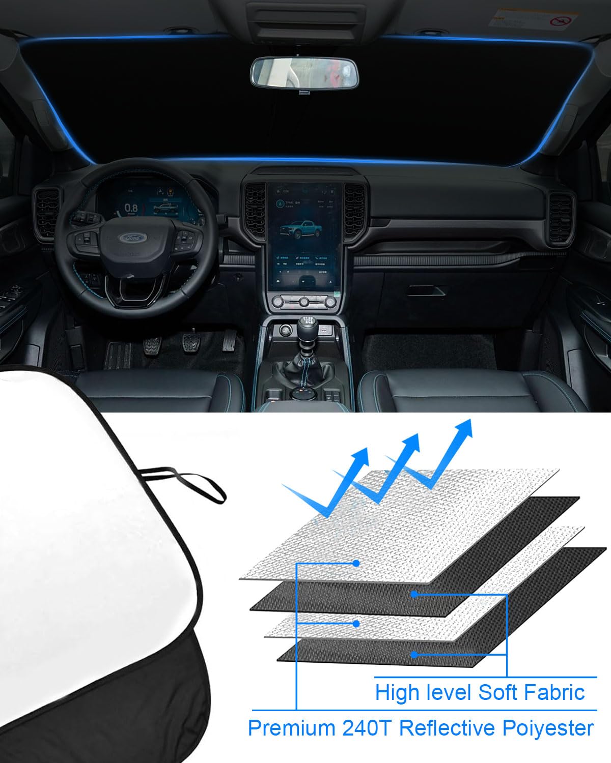 Snapklik.com : 2025 Upgrade Front Windshield Sun Shade Foldable Ford ...
