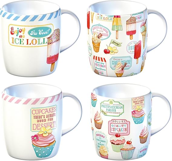 Creative Tops Retro Treats Porcelain Mugs, Set of 4 : Amazon.co.uk ...