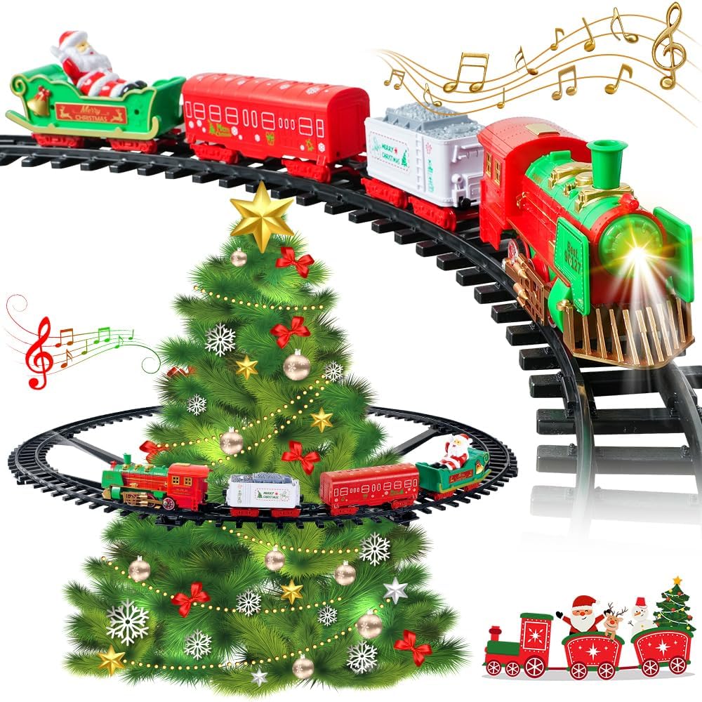 Amazon.com: VATOS Hanging Christmas Train Set - Christmas Train Toy ...