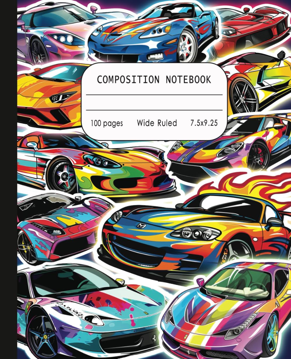 Wide Ruled Composition Notebook: Sports Car Aesthetic. Preppy Lined ...