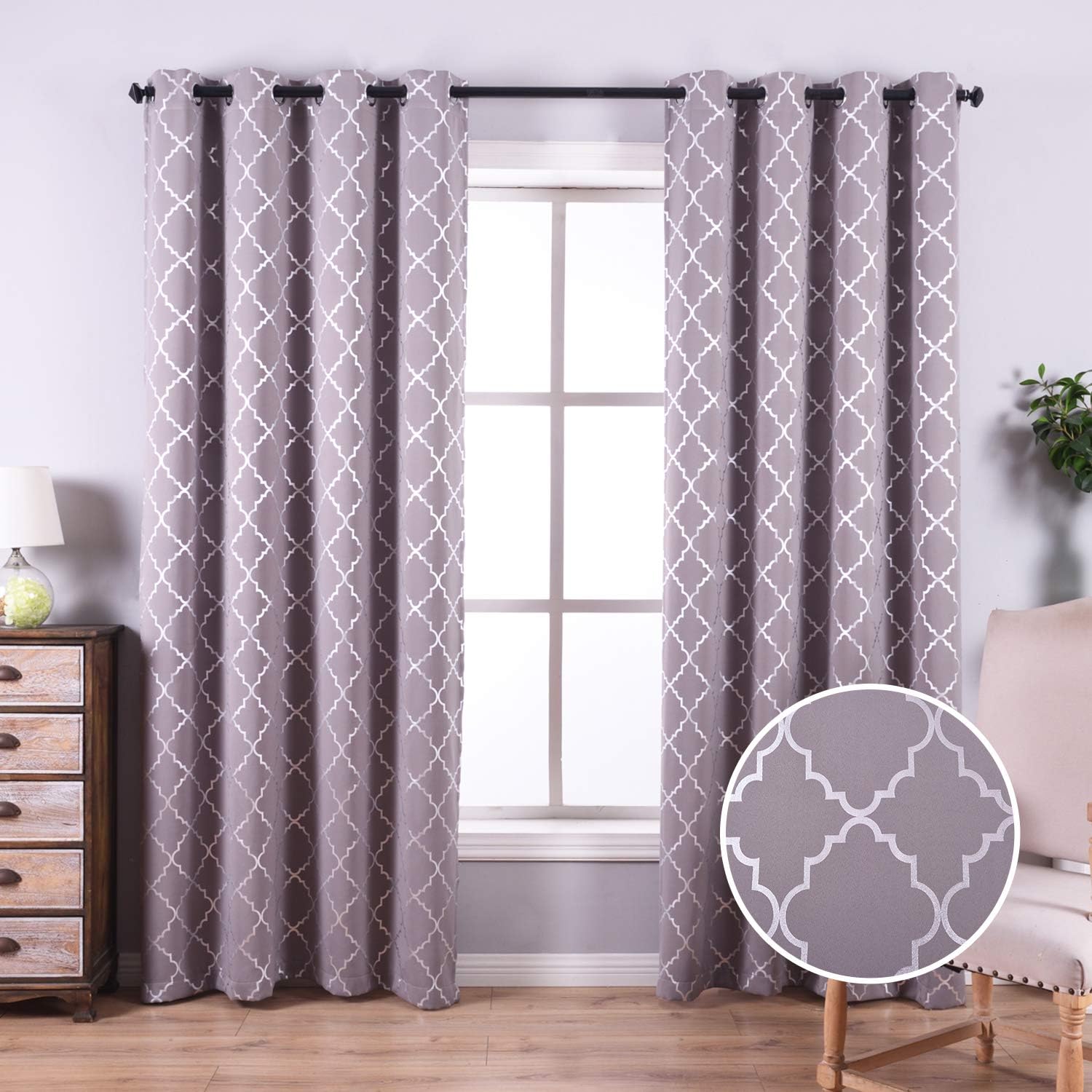 Amazon.com: Anjee Grey Blackout Curtains 84 inches Long 2 Panels Sets ...