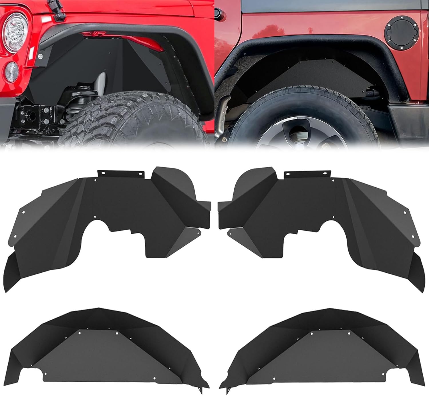 Amazon.com: Front & Rear Inner Fender Liners for 2007-2018 Jeep ...