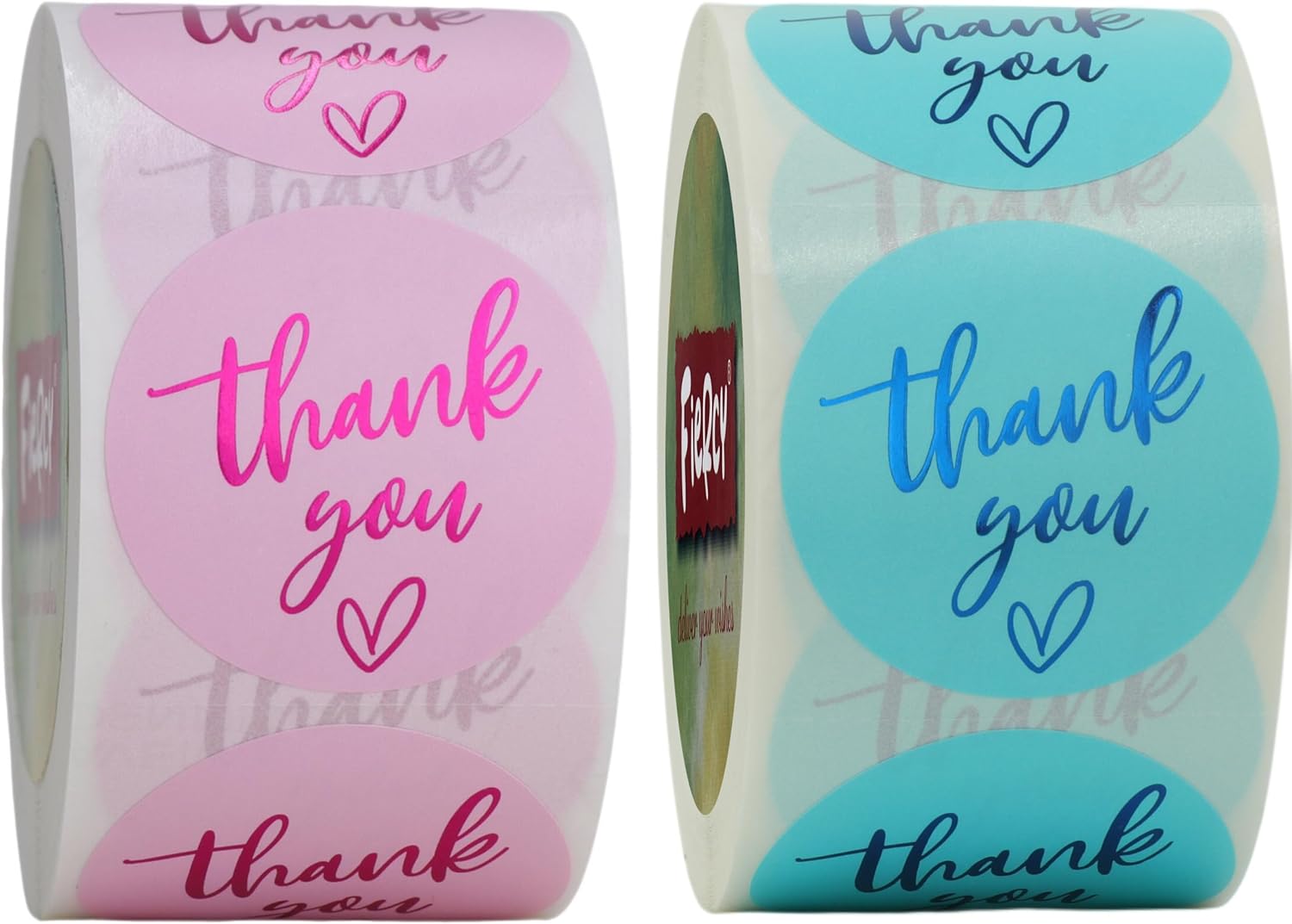 Amazon.com : 1.5 Inch Pink Thank You Stickers & 1.5 Inch Blue Thank You ...