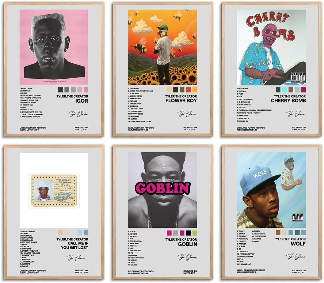 Set of 6 Tyler Rapper Poster Rap Music Album Cover Artwork and ...