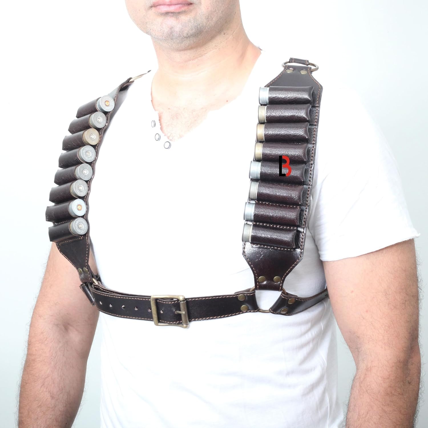 Amazon.com : LB'S WHIP Cowhide Genuine Leather Shotshell Bandolier Belt ...
