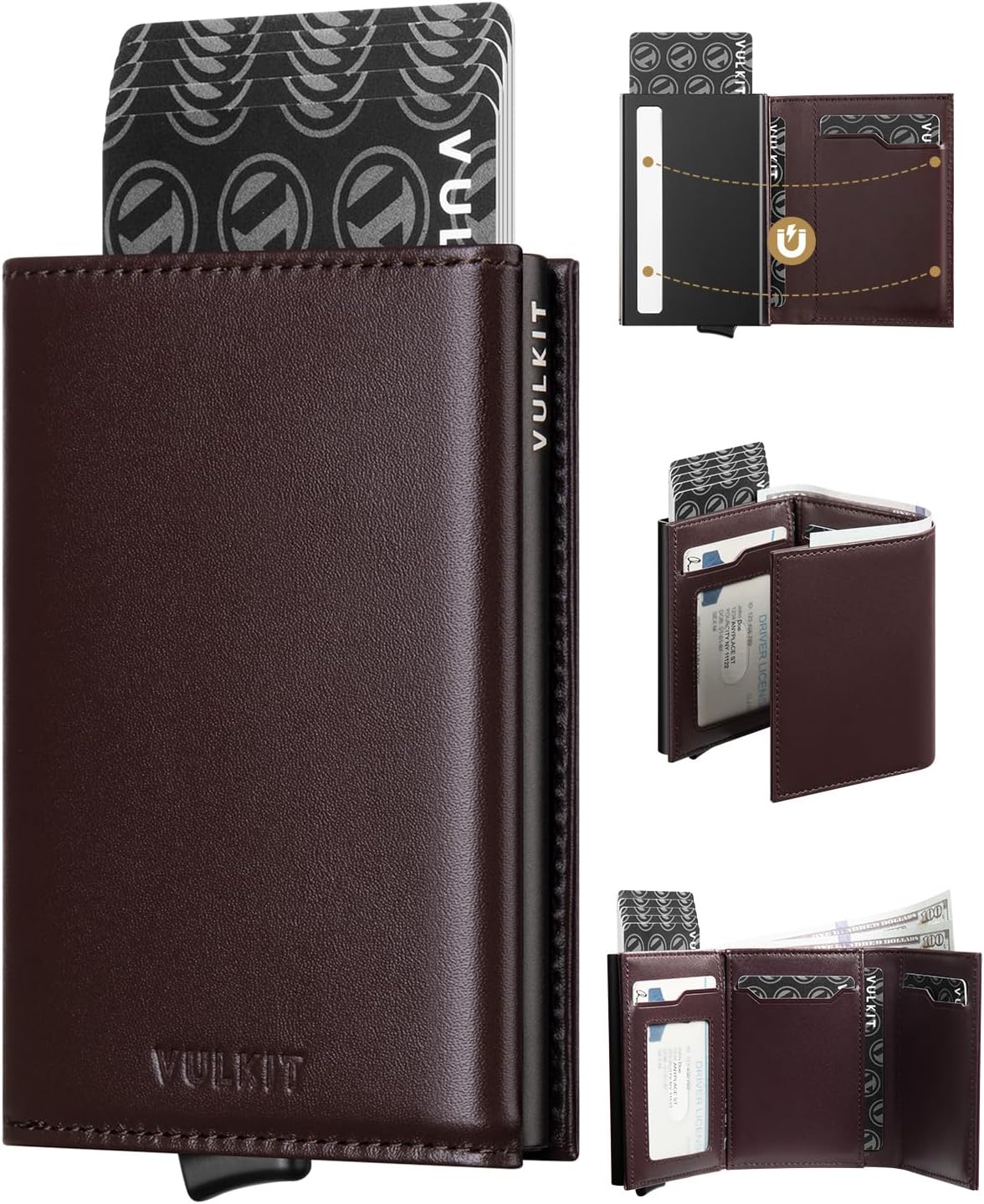 Amazon.com: VULKIT Pop up Card Wallet Minimalist Cash Wallets RFID ...