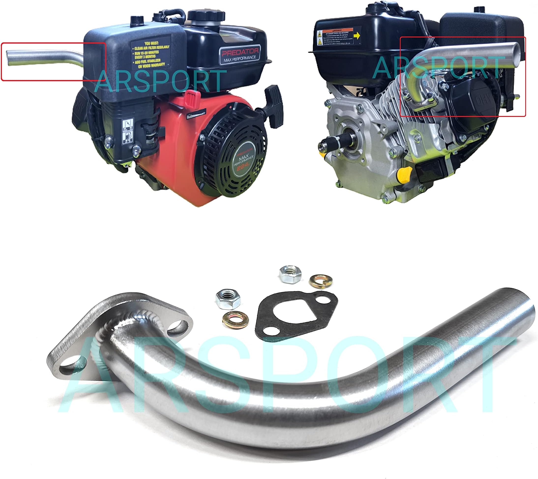 Amazon.com: ARSPORT Exhaust Header pipe Compatible with Predator Max ...