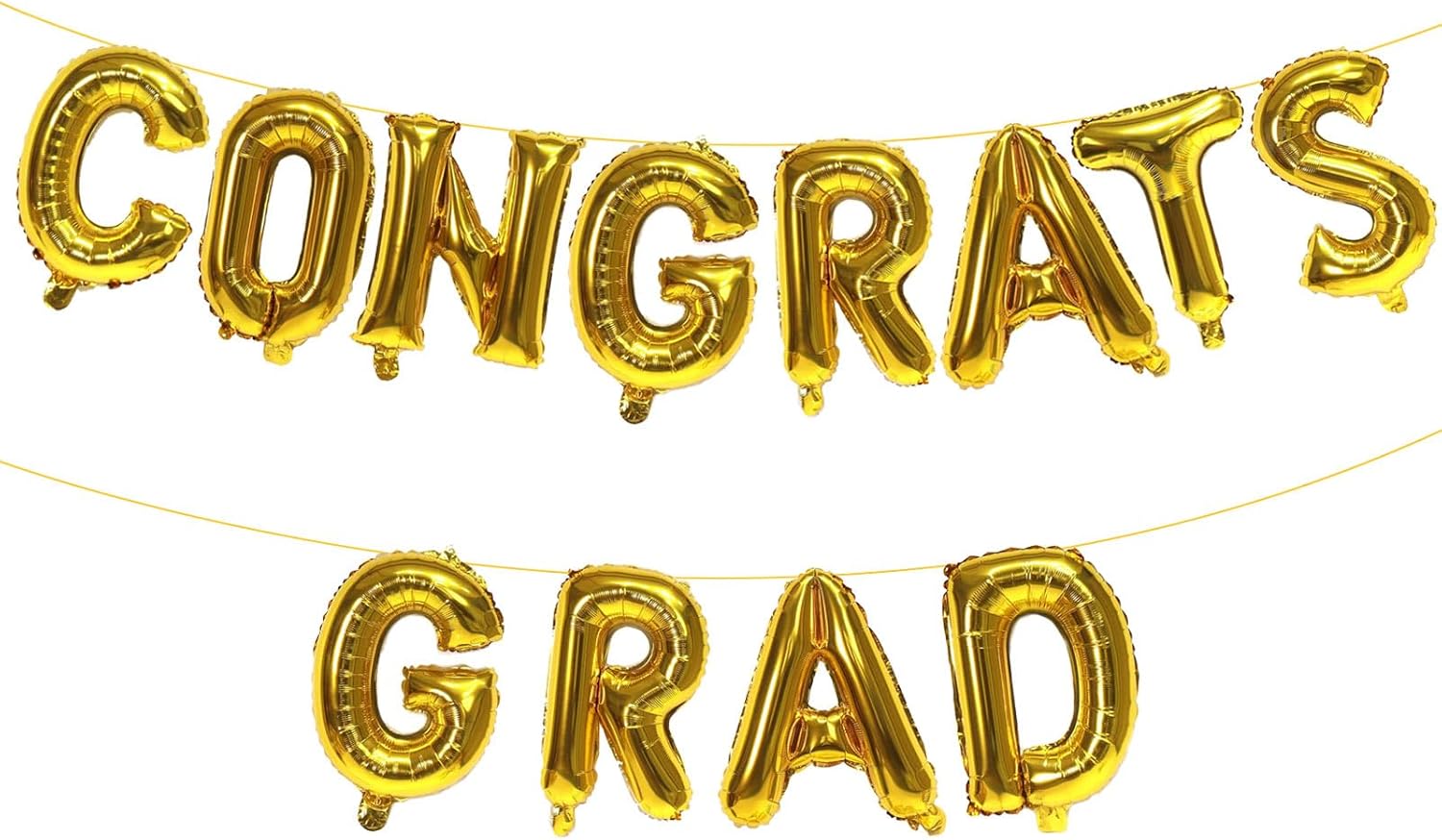 Amazon.com: KALOR 16 Inch Gold Congrats Grad Banner Balloons, Gold ...