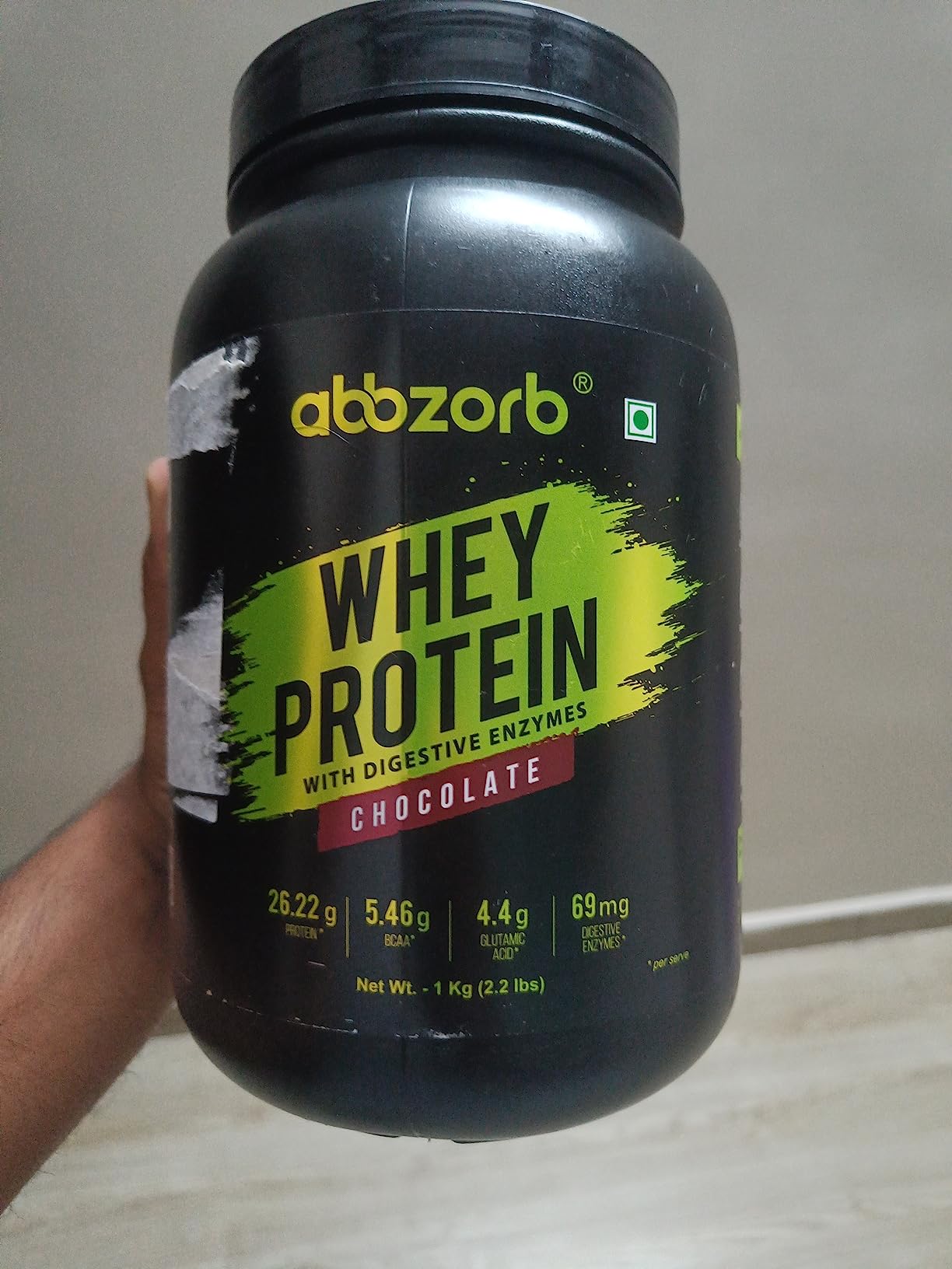 Abbzorb Whey Protein Powder Chocolate - 1kg | 26g Protein, 5.4g BCAA ...