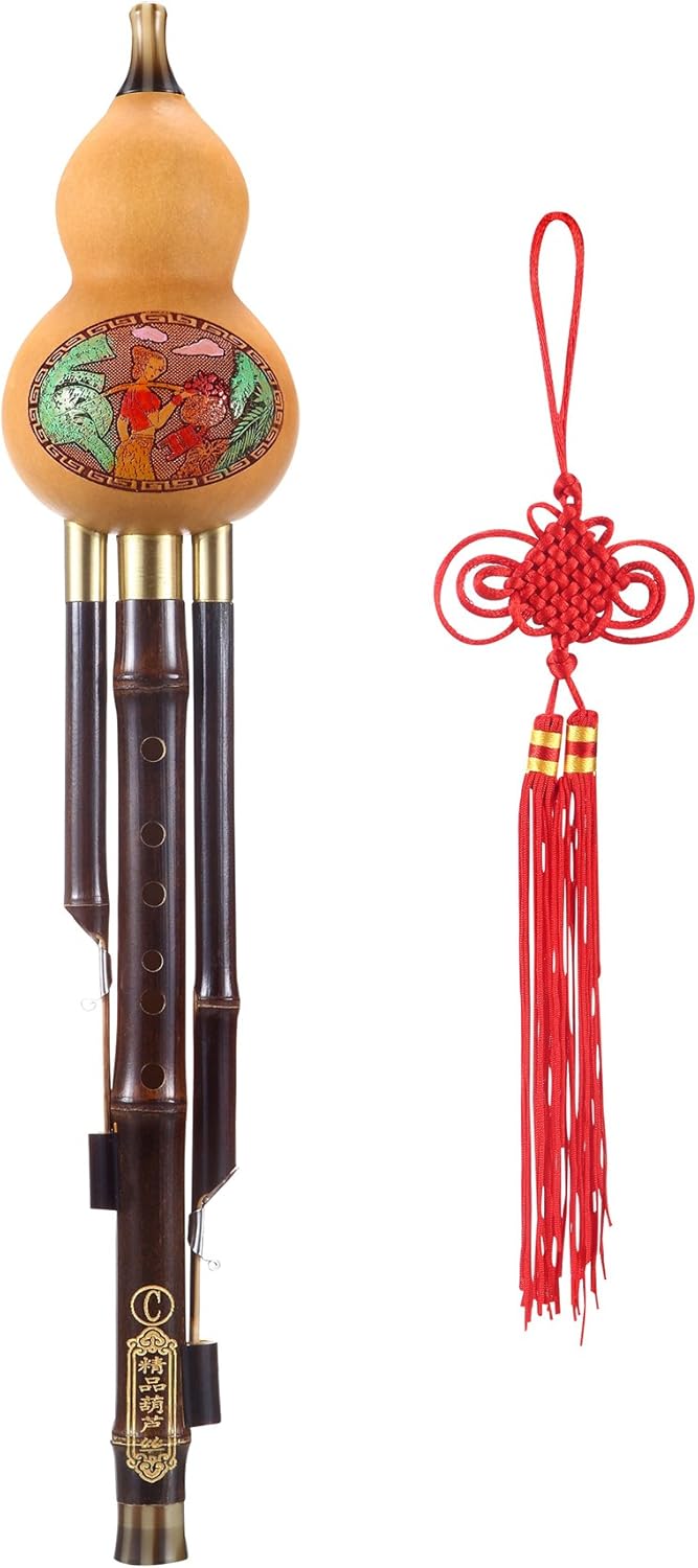 Amazon.com: L'MS Professional Bamboo Hulusi 3 Octaves Gourd Flute ...