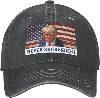 Amazon.com: Trump Mugshot Never Surrenders! Hat Trump Mugshot Hat Women ...