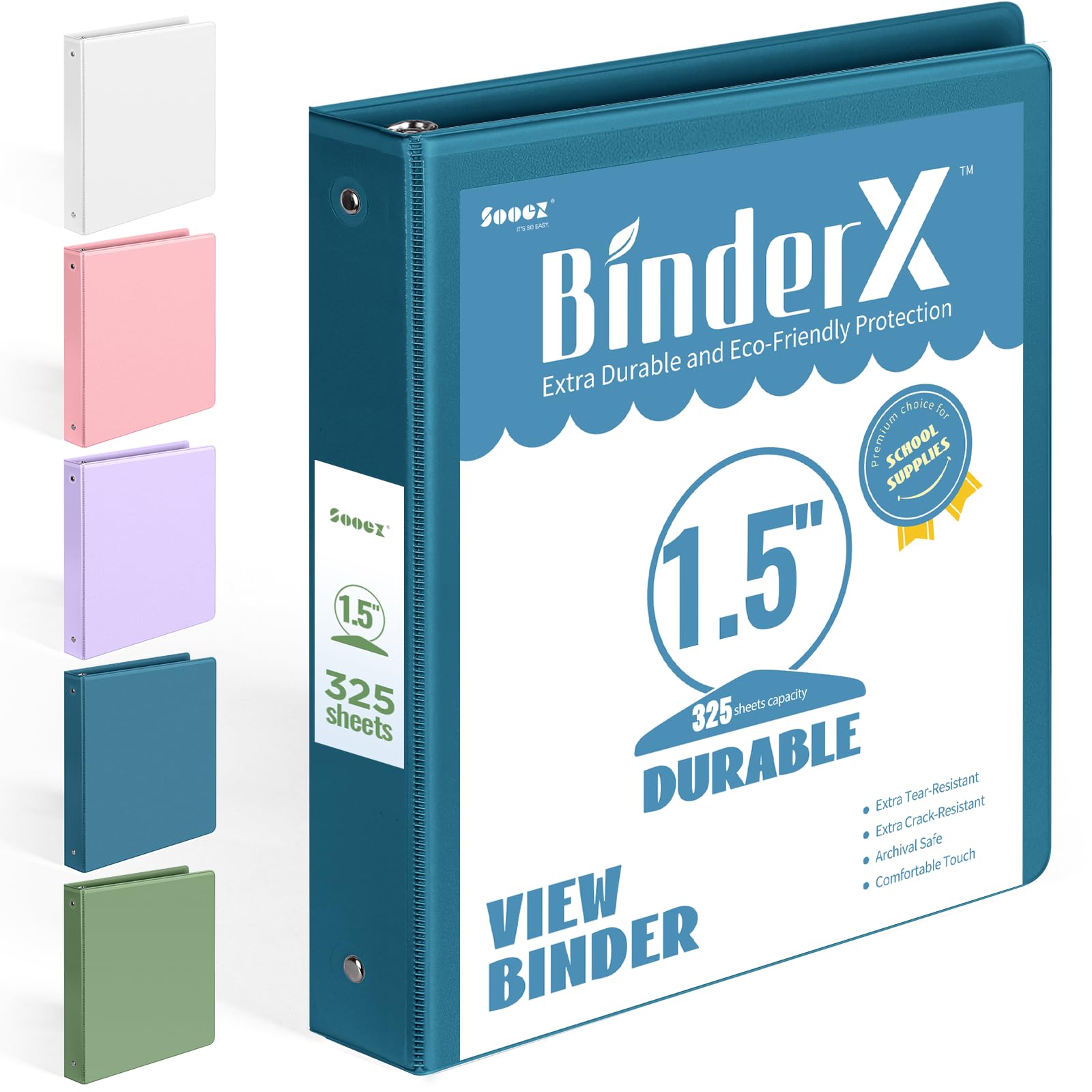 Amazon.com : BinderX Extra Durable 1.5 Ring Binder, Round Ring 1.5 Inch ...