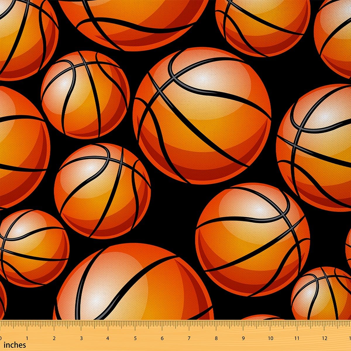 Amazon.com: Basketball Fabric by The Yard,Realistic Style Balls Print ...