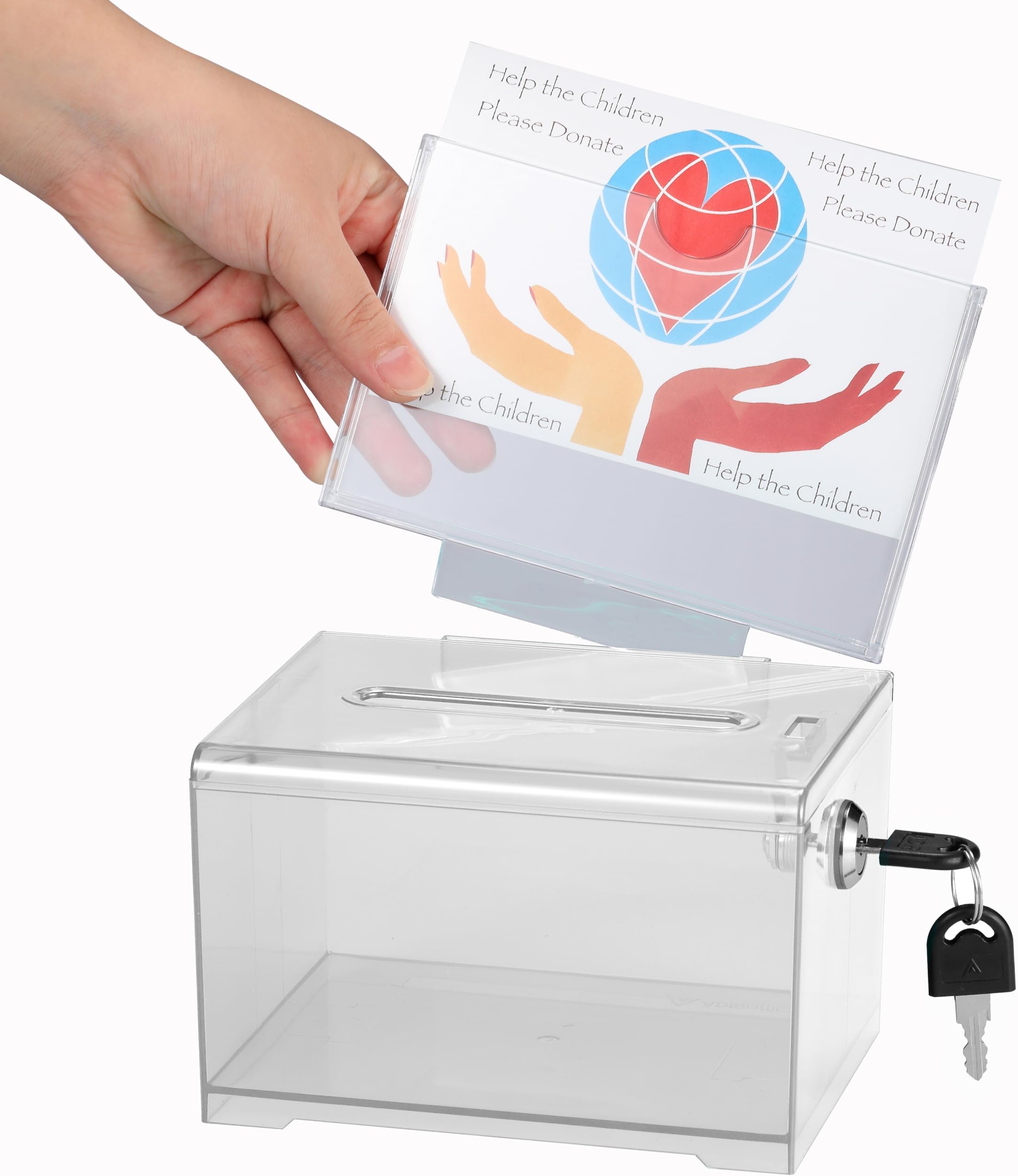 Amazon.com : VOISEN Clear Donation Box With Lock, Ballot With Sign ...