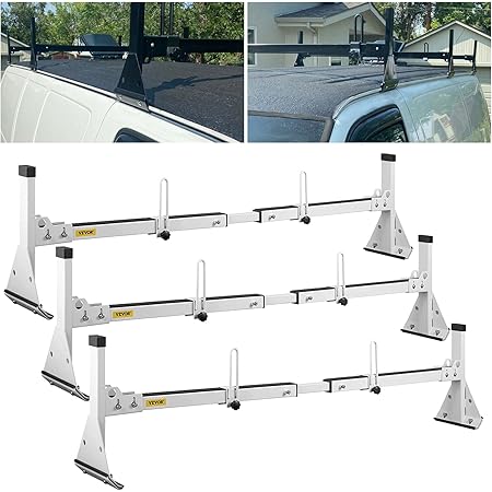 Amazon.com: VEVOR Van Ladder Rack 750 LBS Capacity, 3 Bars Adjustable ...