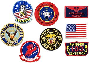 Amazon.com: [TOP Gun] Flight Suit Maverick Patch Set of 8 (Post ...