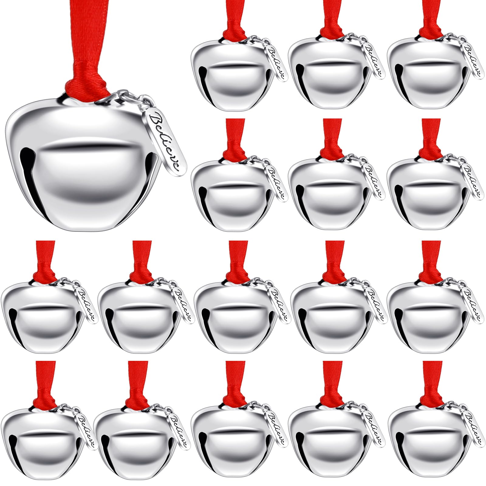 Amazon.com: Sratte 50 Pcs Christmas Believe Bells Ornaments Sleigh ...