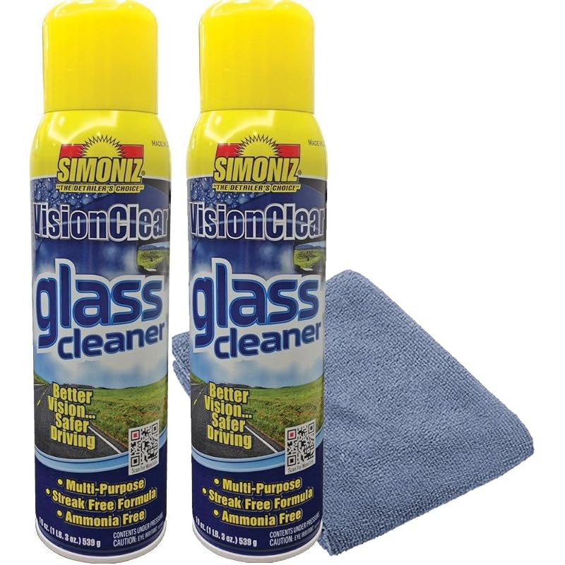 Simoniz Vision Clear Glass Cleaner Streak Free (2-pack) 19oz + LARGE ...