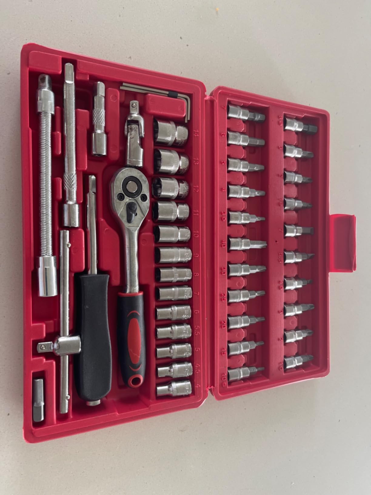 46 Pieces Socket Ratchet Wrench Set 1/4" Drive Car Repairing Tool Kits ...