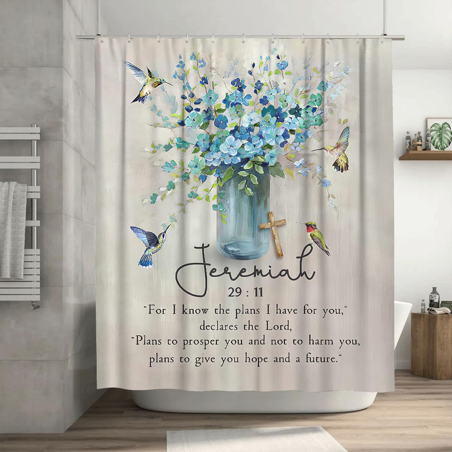 Amazon.com: Golakra Farmhouse Flower Shower Curtain Country Christian ...