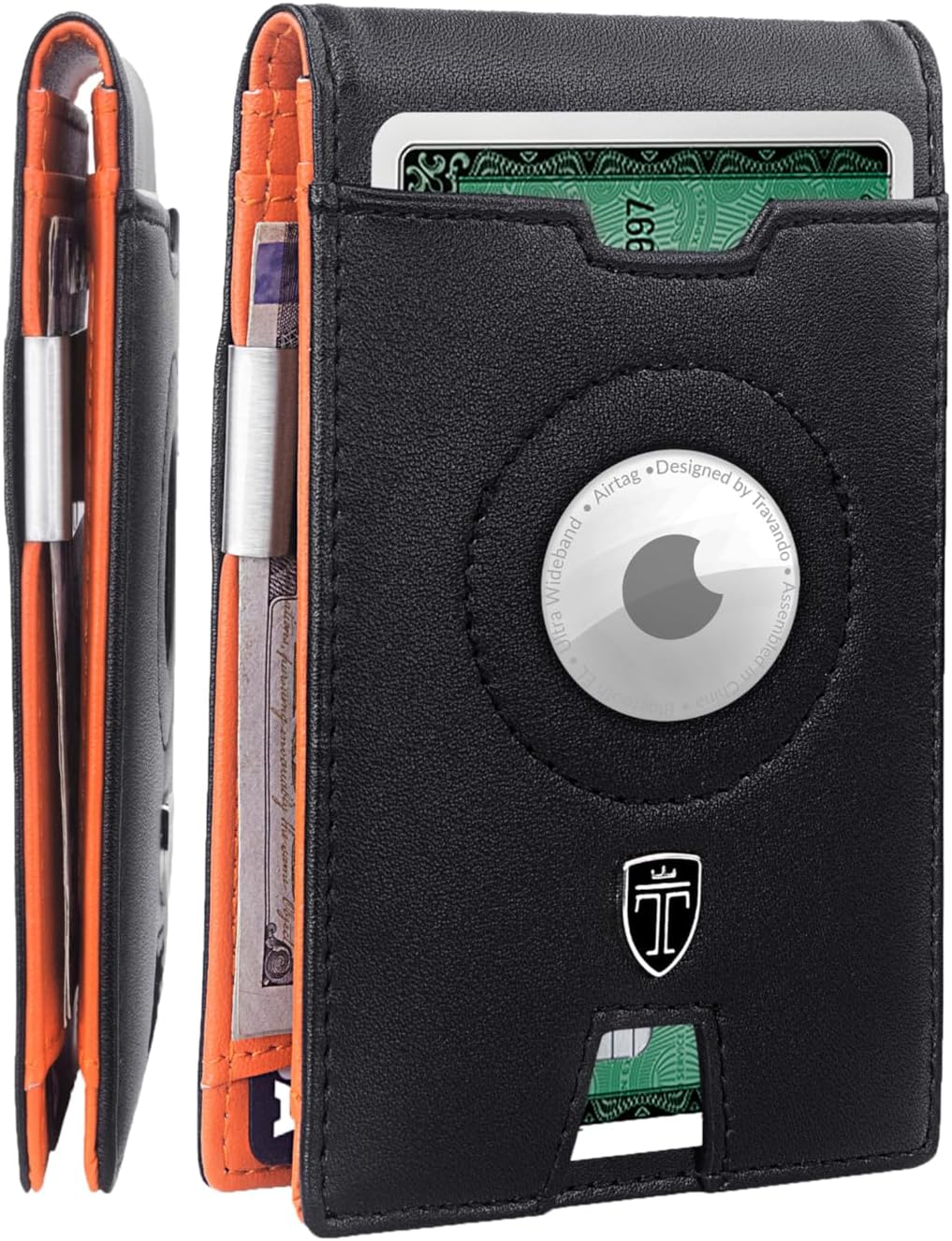 Amazon.com: TRAVANDO AirTag* Wallet Mens Wallet with Money Clip Air Tag ...