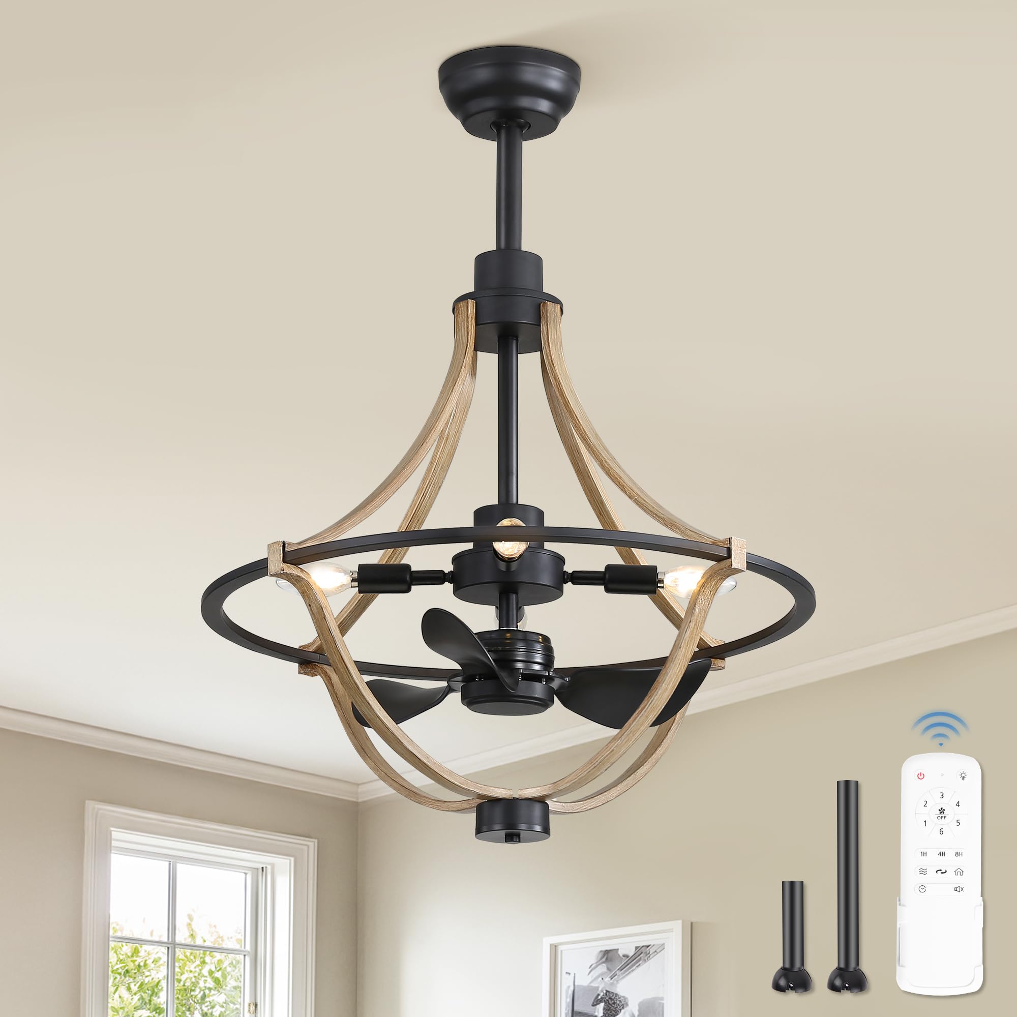 POWIFY 24 Inch Farmhouse Chandelier for Dining Room Light Fixture ...
