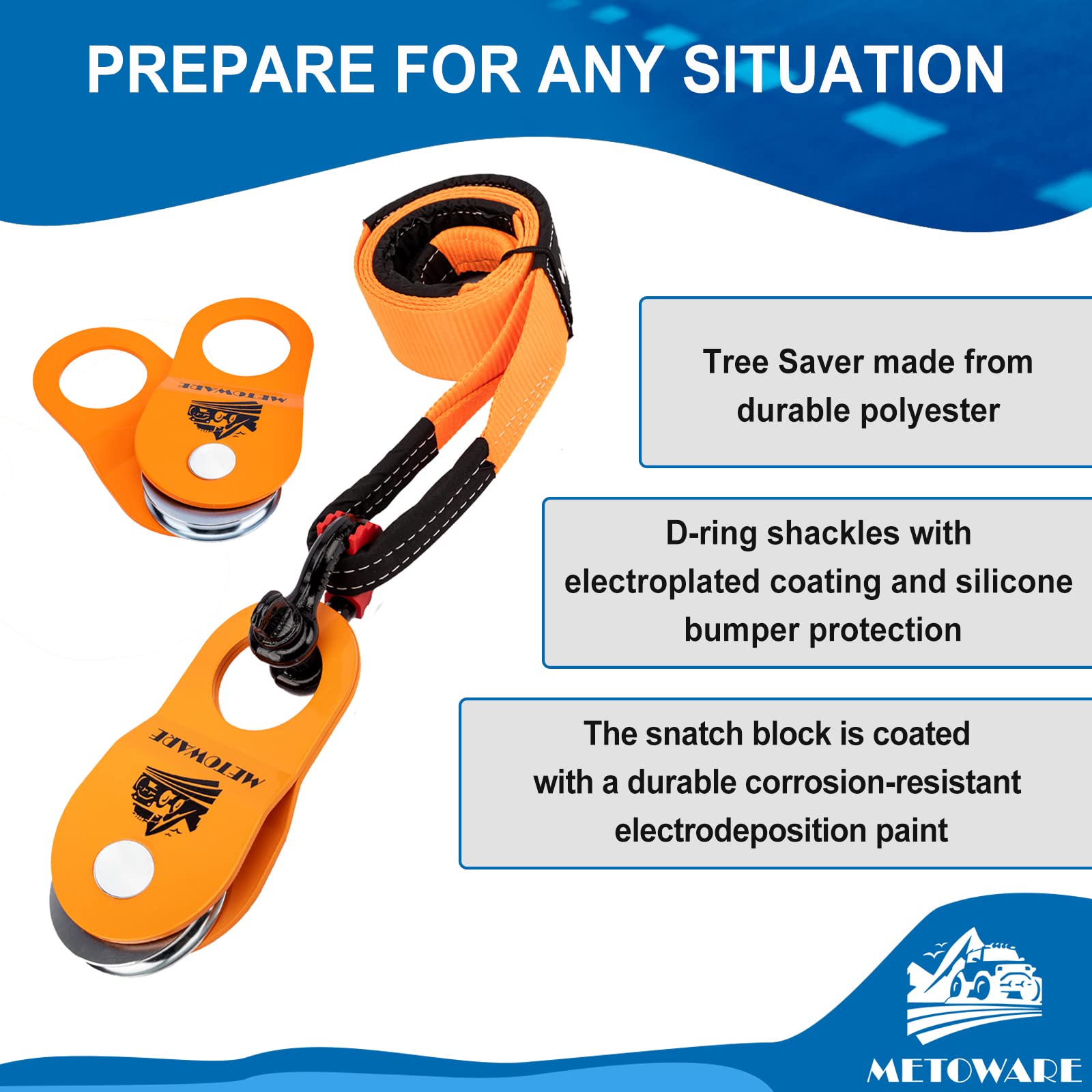 Snapklik.com : METOWARE Offroad Recovery Kit - 10 Ton Heavy Duty Winch ...