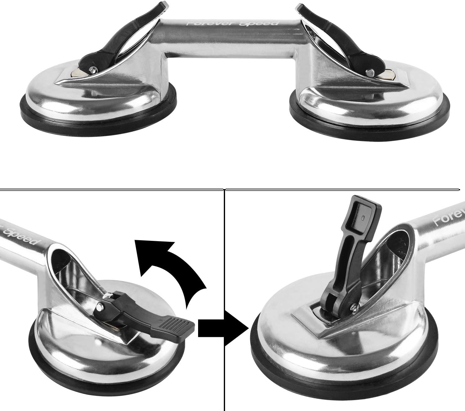 2 x Aluminum Suction Lifter Glass Sucker Tool Glass Suction Cups Vacuum ...