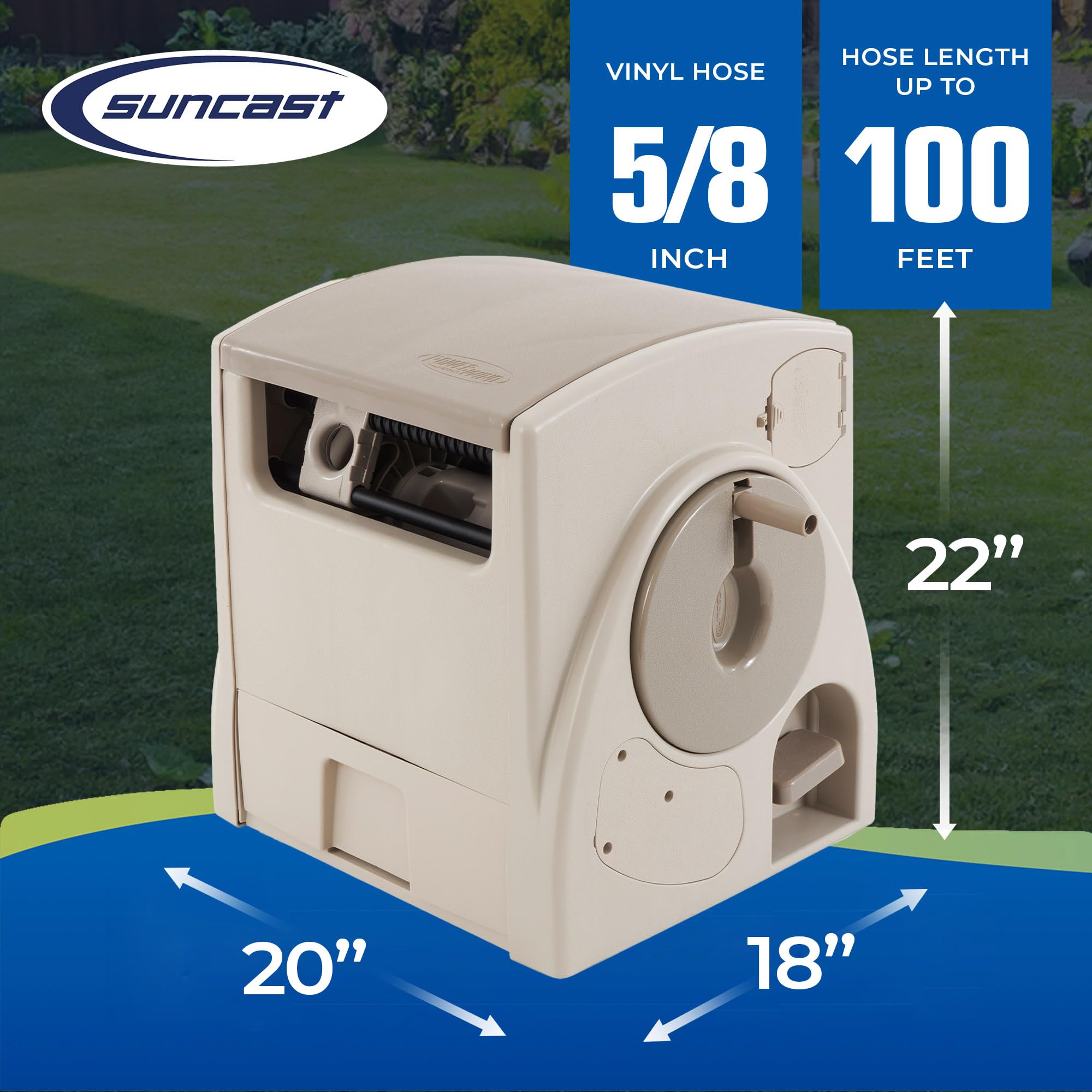 Snapklik.com : Suncast 100 Foot Powerwind Automatic Rewind Garden Hose Reel