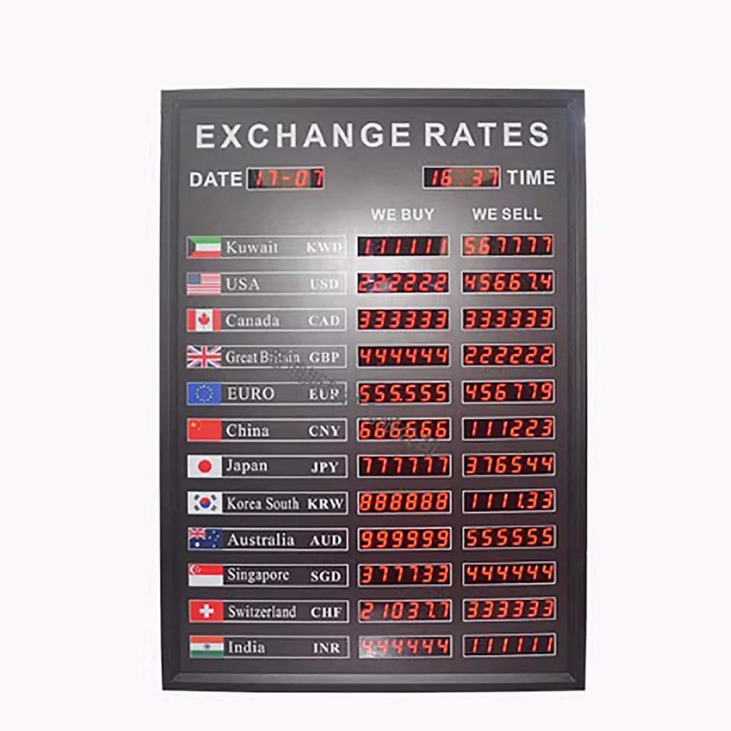 Amazon.com: XUTNZA 12 Countries World Exchange Rate Clock, Led ...