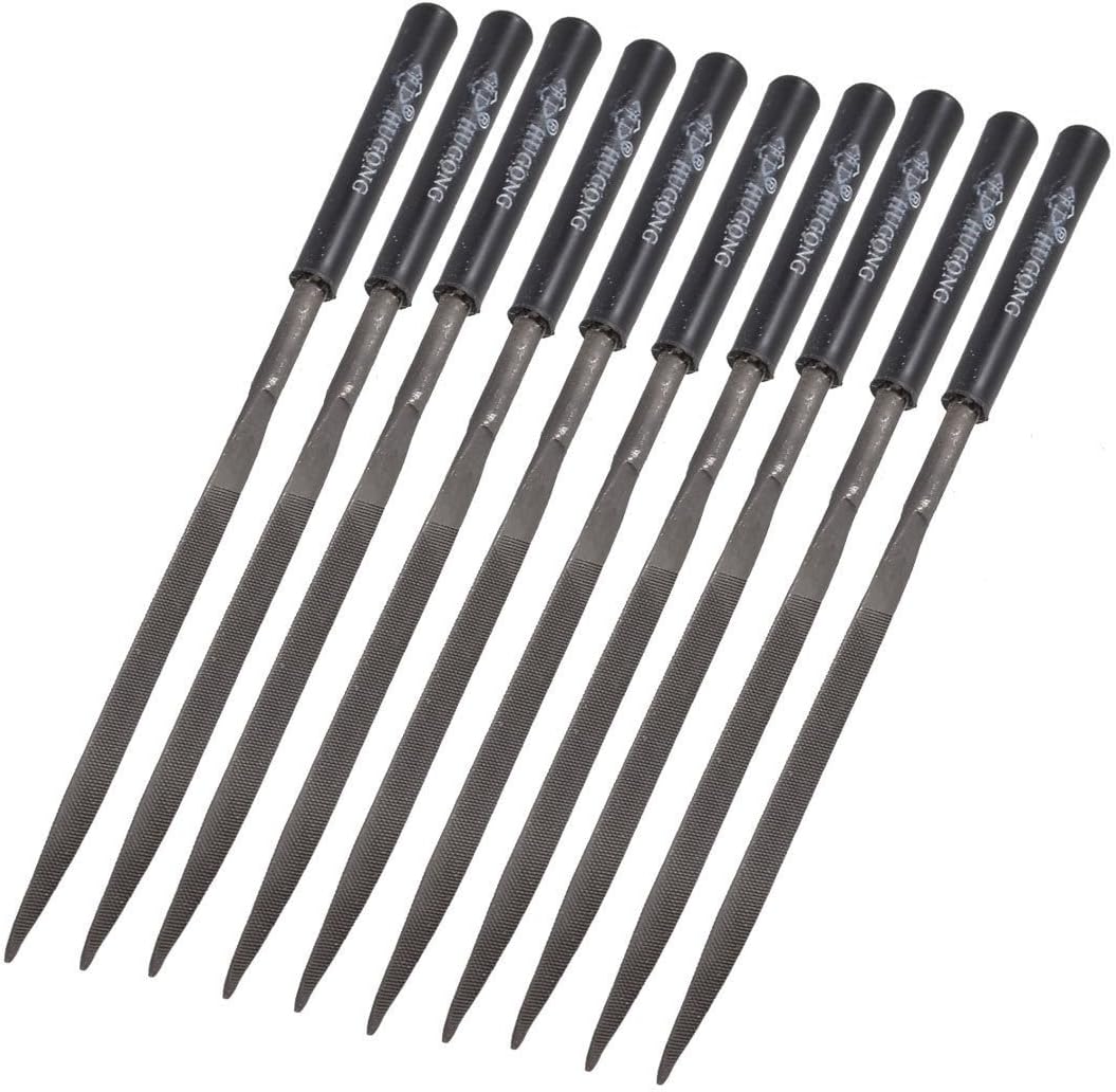 Amazon.com: 10 Pcs Plastic Handle Three Side Cut Triangle Needle File ...