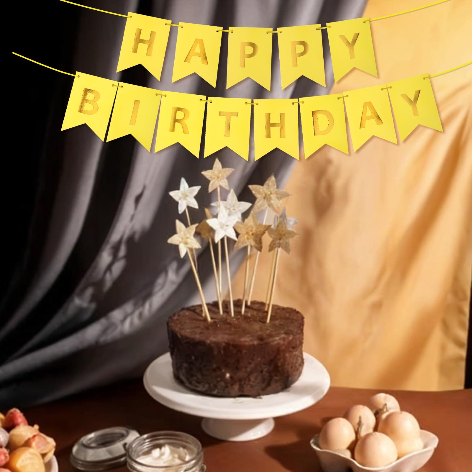 Yellow Banner Birthday Party Yellow Happy Birthday Banner Birthday Sign ...
