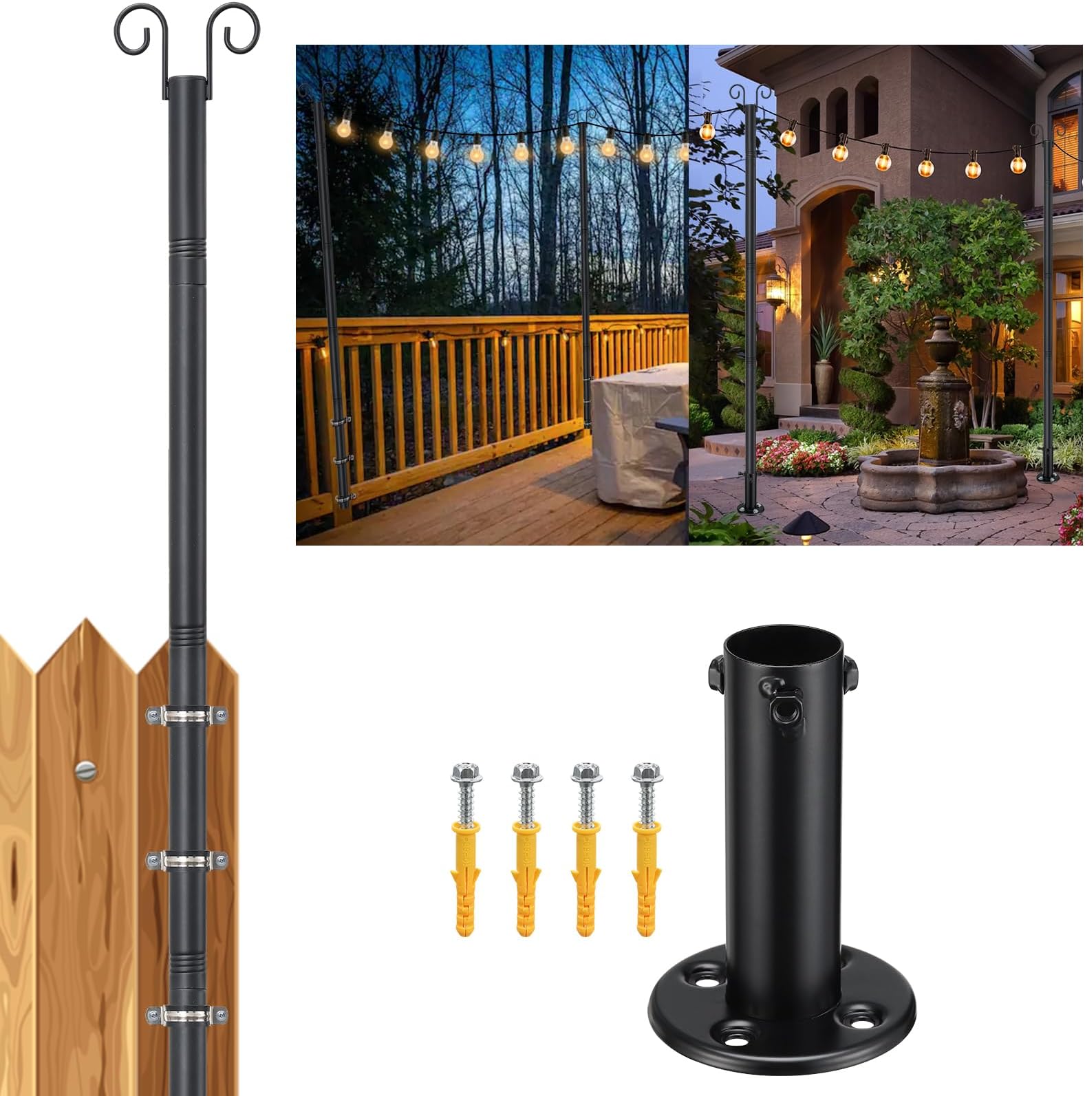 Amazon.com: String Light Pole, 11FT Outdoor String Light Poles with ...