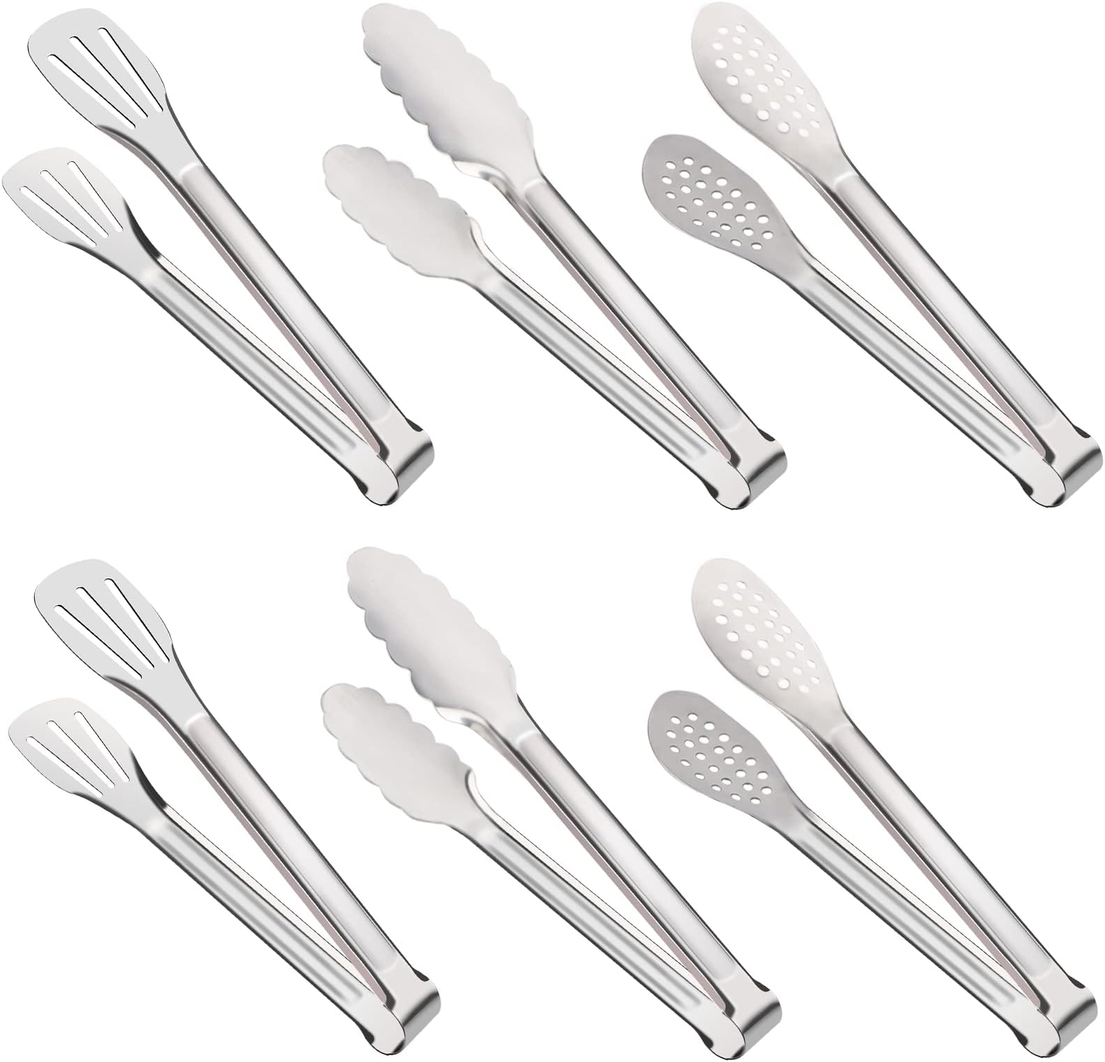 Amazon.com: 6 Pack Serving Tongs Kitchen Tongs, Buffet Tongs, Stainless ...