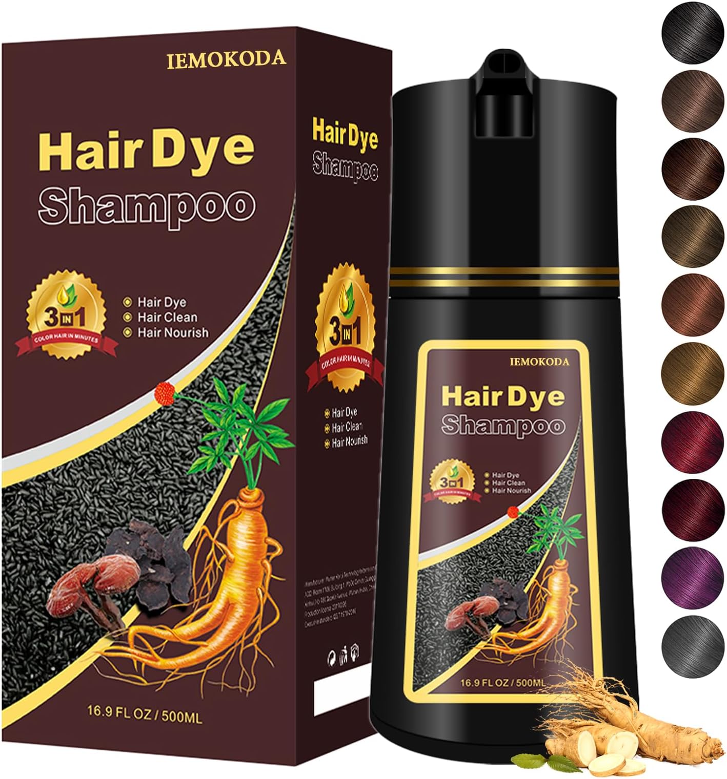 Amazon.com : Agthyuve Hair Dye Shampoo 3 in 1, Dark Brown Hair Dye 16.9 ...