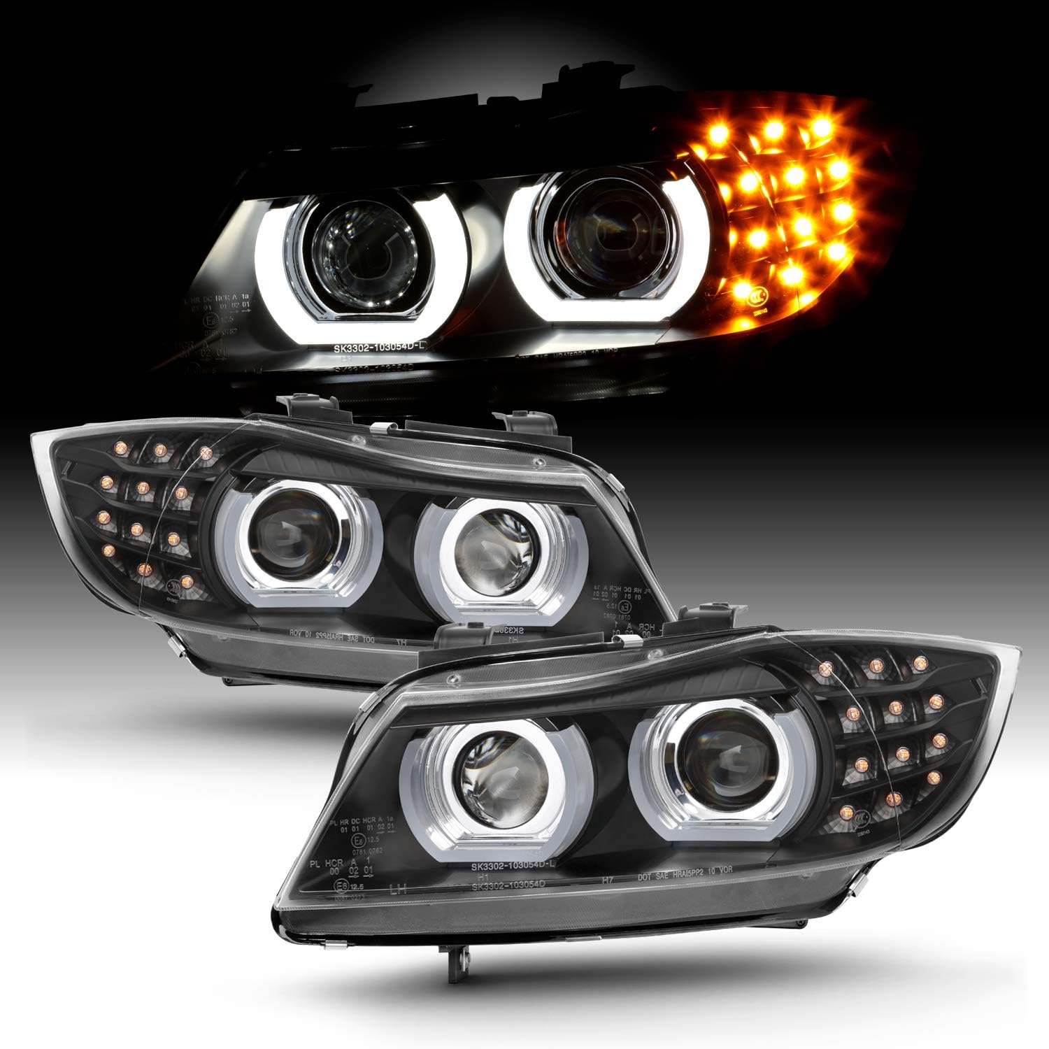 Amazon.com: Military Headlight Pair LED 24v Black Bezel - Plug And Play ...