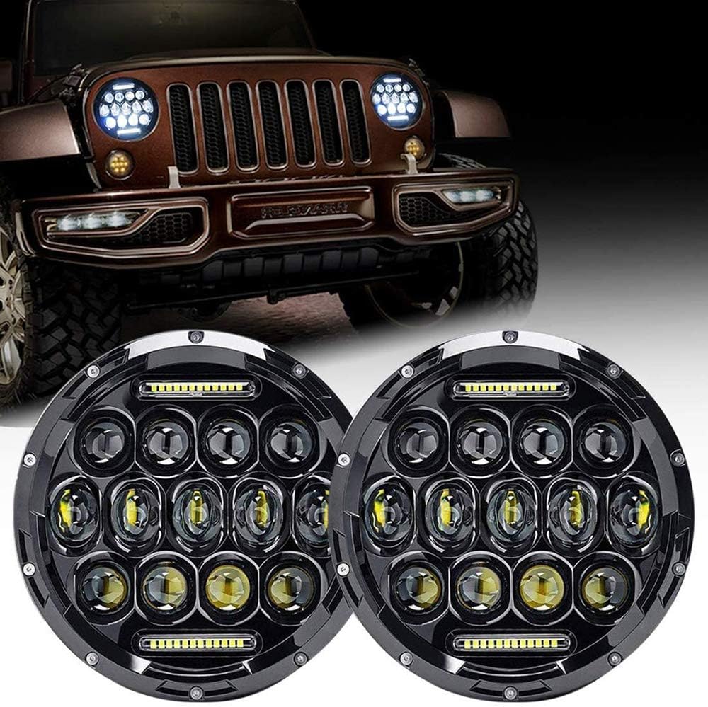 Amazon | jk ヘッランプ 7インチ ledヘッドライトSamman ジープjkラングラー ジムニー プロジェクター 75W HI/Lo切り替え デイライト付き DRL付き 2個セット ...