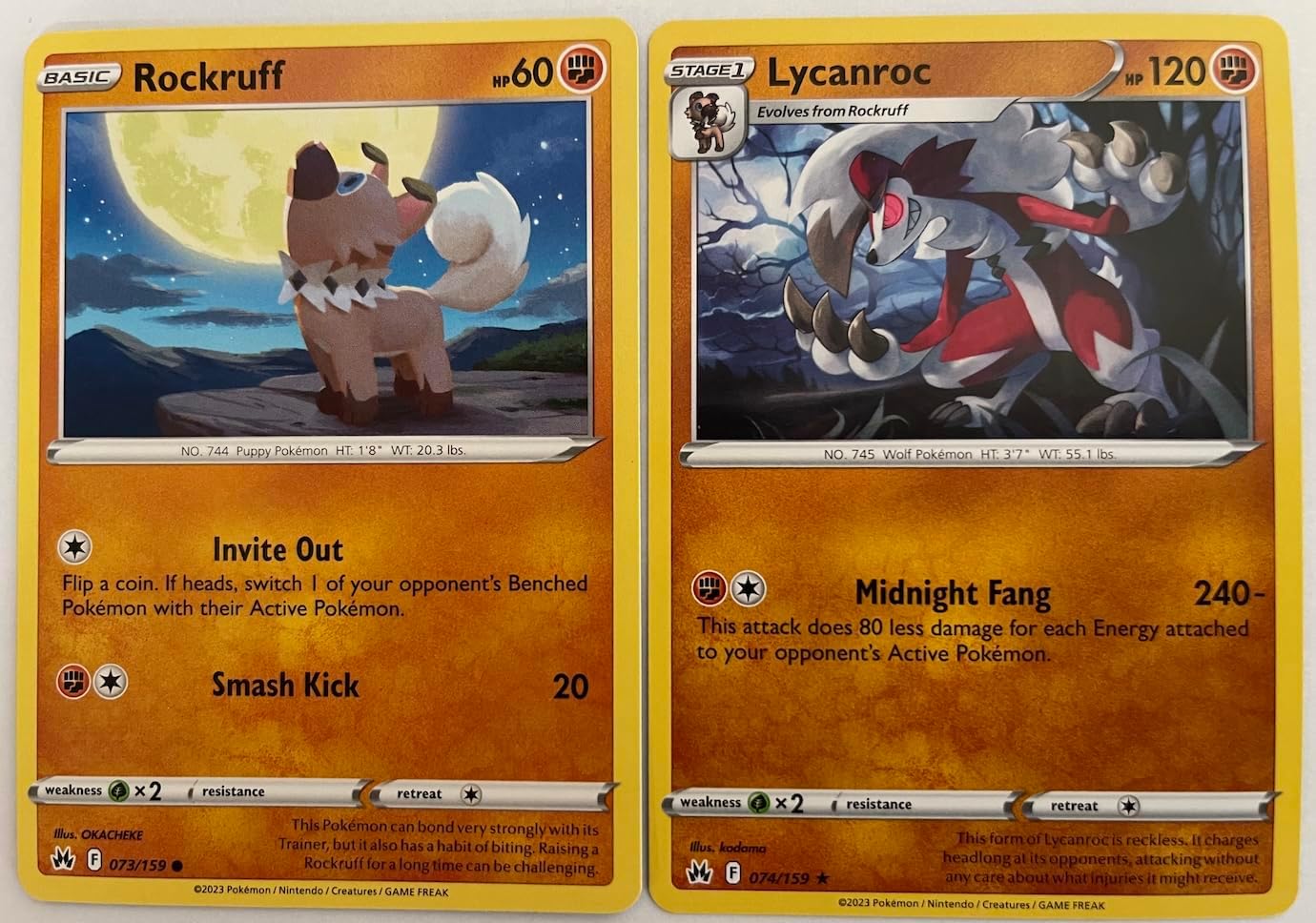 Amazon.com: Lycanroc - 074/159 & Rockruff 073/159 - Evolution Rare 2 ...