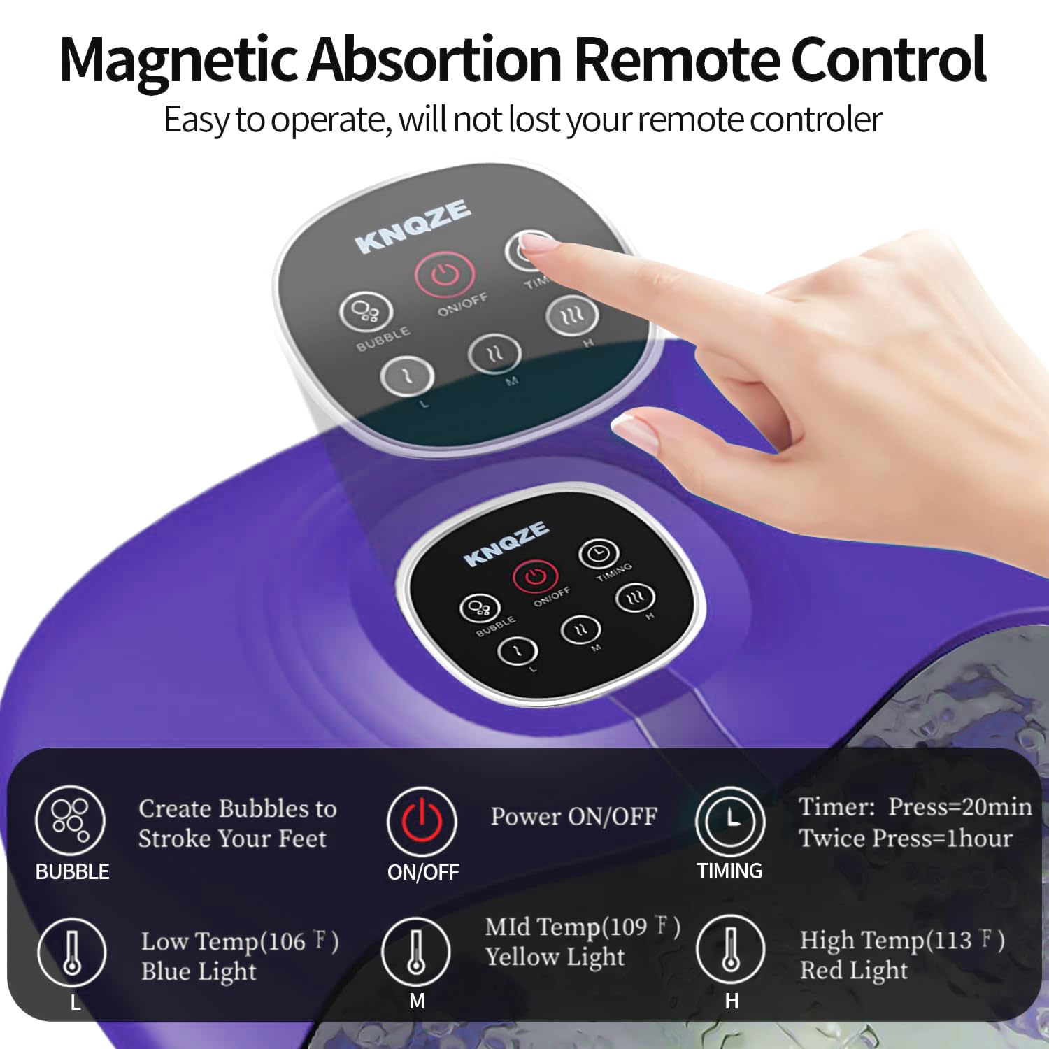 KNQZE Collapsible Foot Spa Bath with Heat, Remote Control, Temperature ...