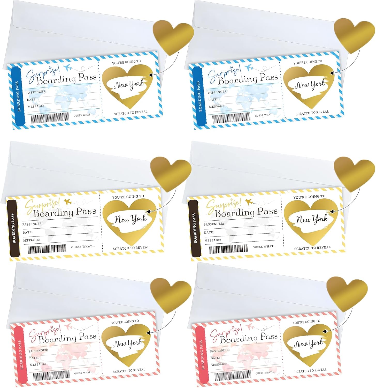 6PCS Scratch Card Reveal Holiday Surprise Personalised Boarding Pass ...