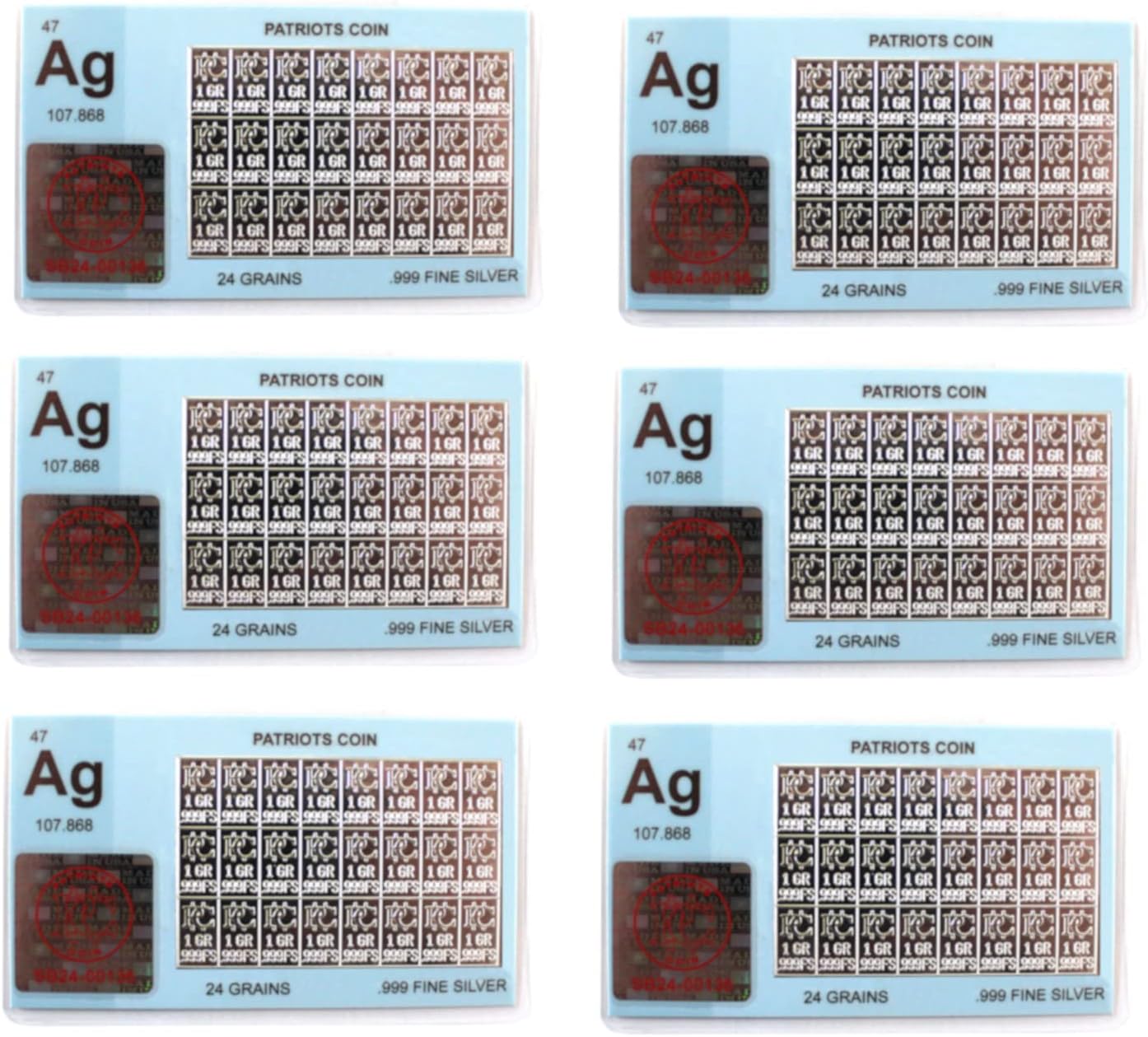 La barra de lingotes de plata pura se divide en 24 barras de un grano ...