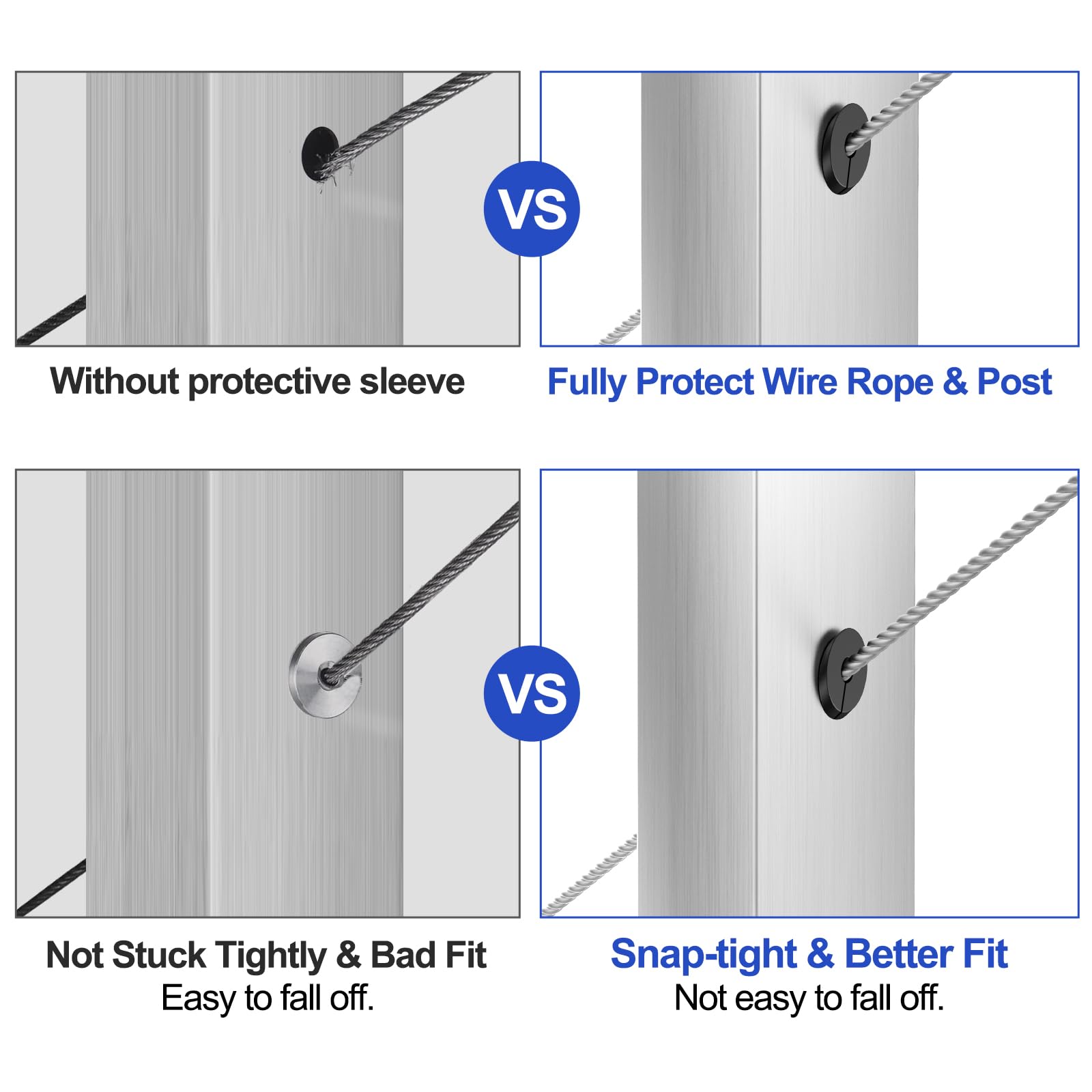 Snapklik.com : CKE 100 Pack 45 Degree Replaceable Cable Railing Rubber ...