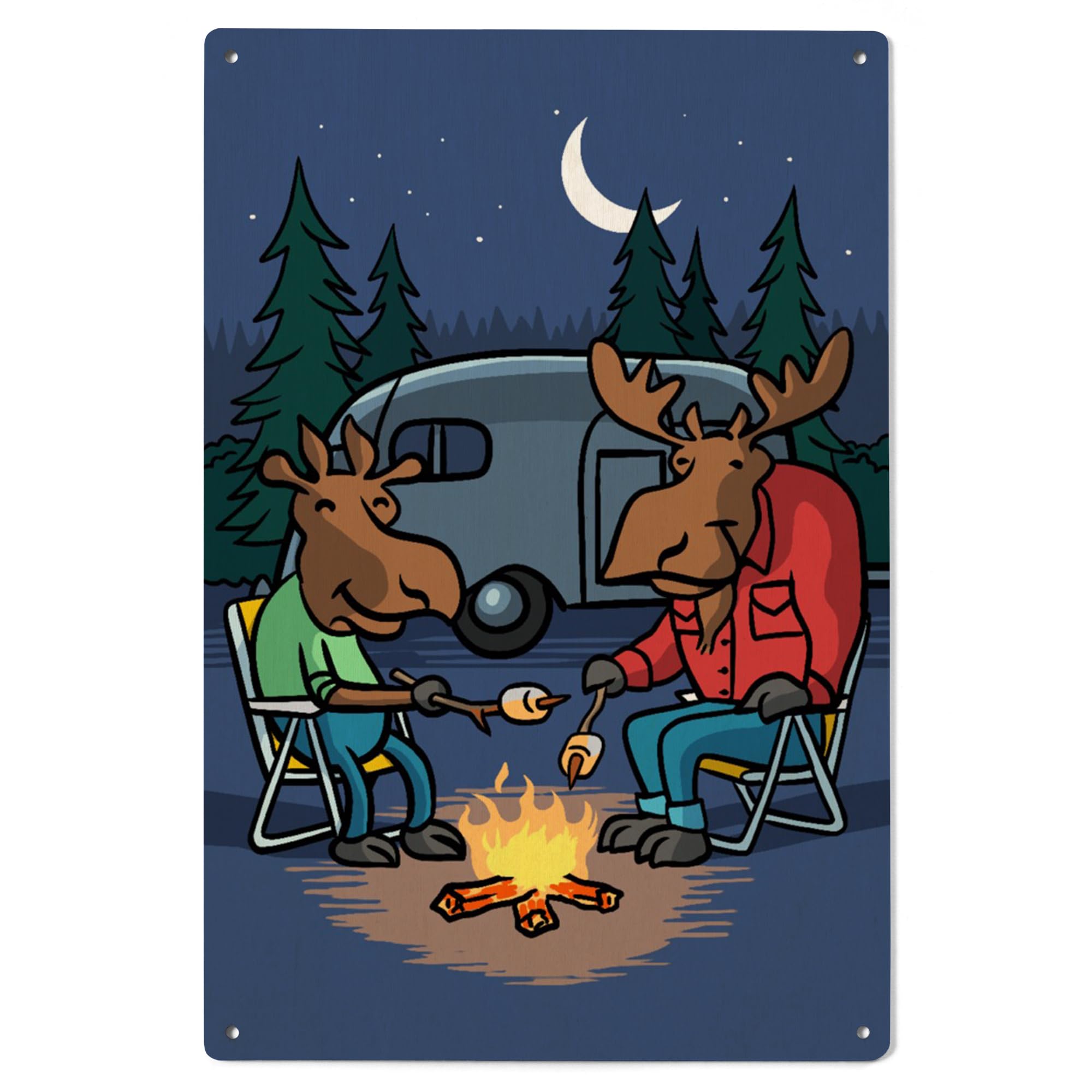 Moose Cartoon Campfire