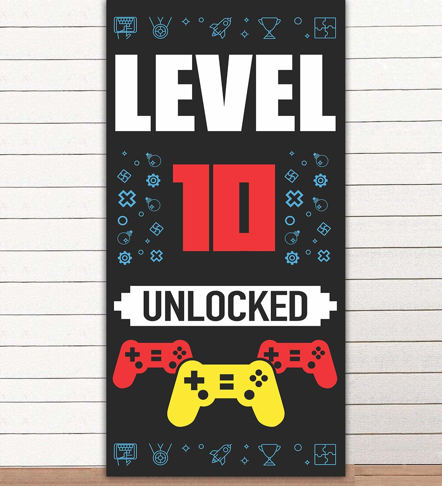 Amazon.com: Level 10th Unlocked Happy 10th Birthday Level Up Banner ...